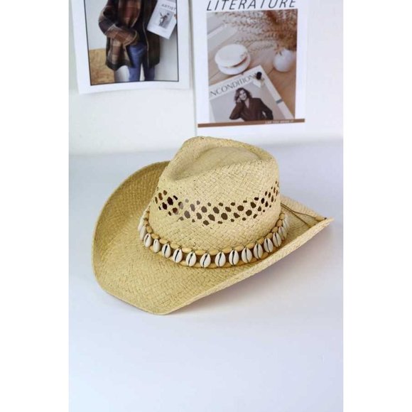 Diona J | Accessories | Diona J Sea Shell Hat Band Cowboy Straw Hat ...